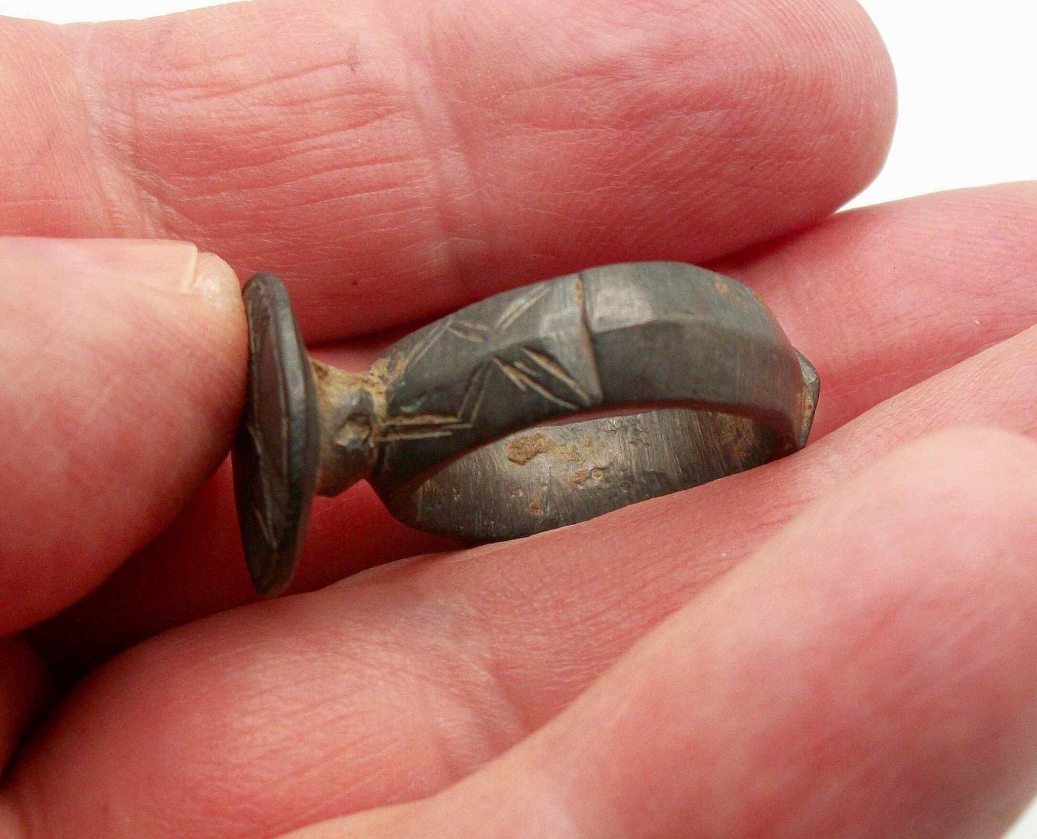 Medieval Ring with Geometric Cross Design - Antiquities by Objects Eclectic