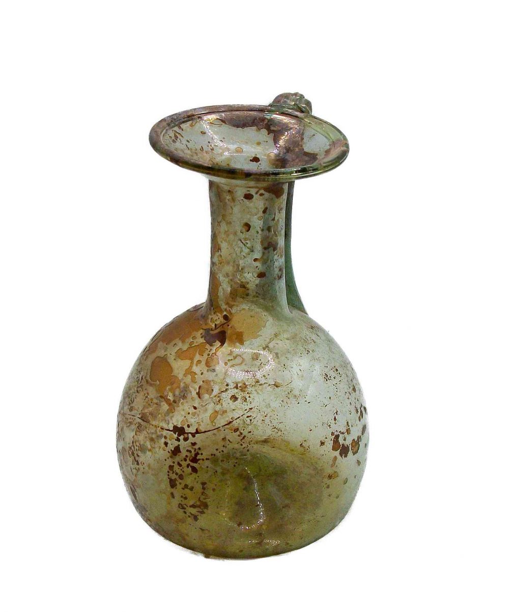 Roman Green Glass Jug with Elegant Handle - Antiquities by Objects Eclectic