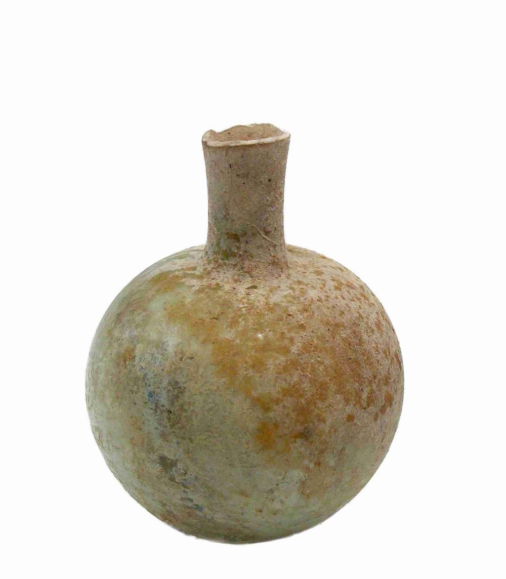Roman Green Glass Bulbous Bodied Vessel - Antiquities by Objects Eclectic